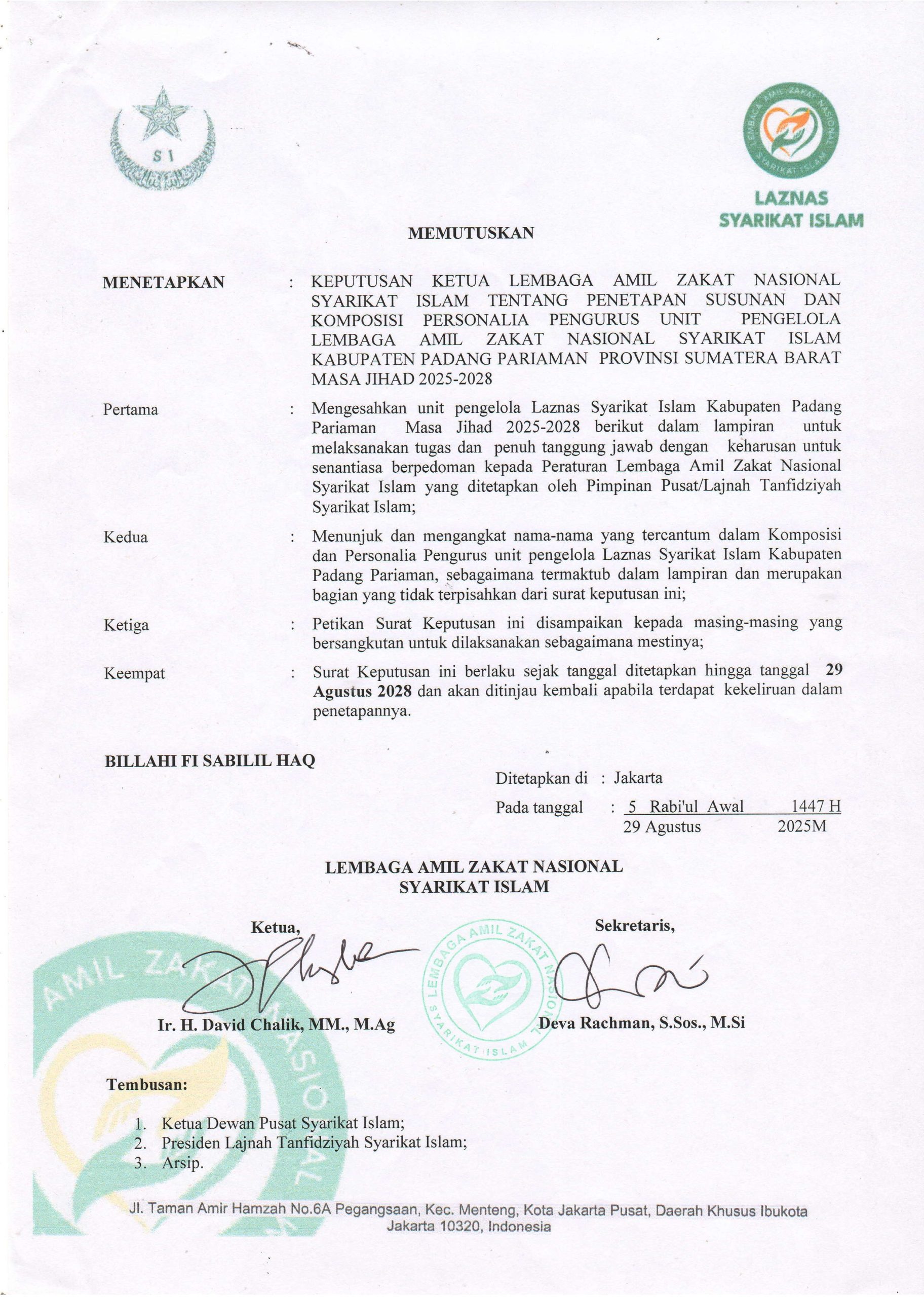 LAZNAS SI PADANG PARIAMAN – Syarikat Islam Sumatera Barat